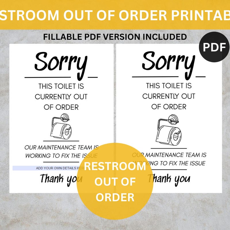 Out of Order Do Not Use Restroom - Etsy