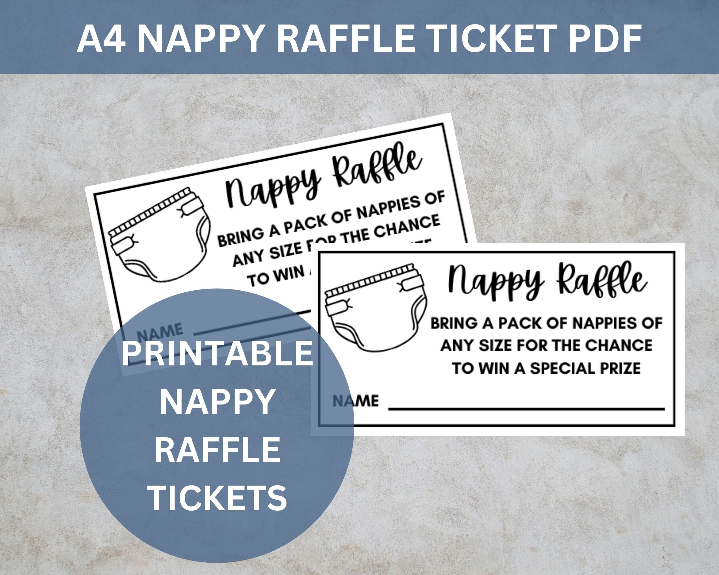 Printable Nappy Raffle Ticket, Baby Nappy Raffle, Baby Shower Raffle ...