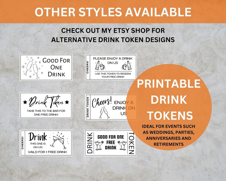 Printable Christmas Drink Tokens, Christmas Party Voucher, Christmas ...