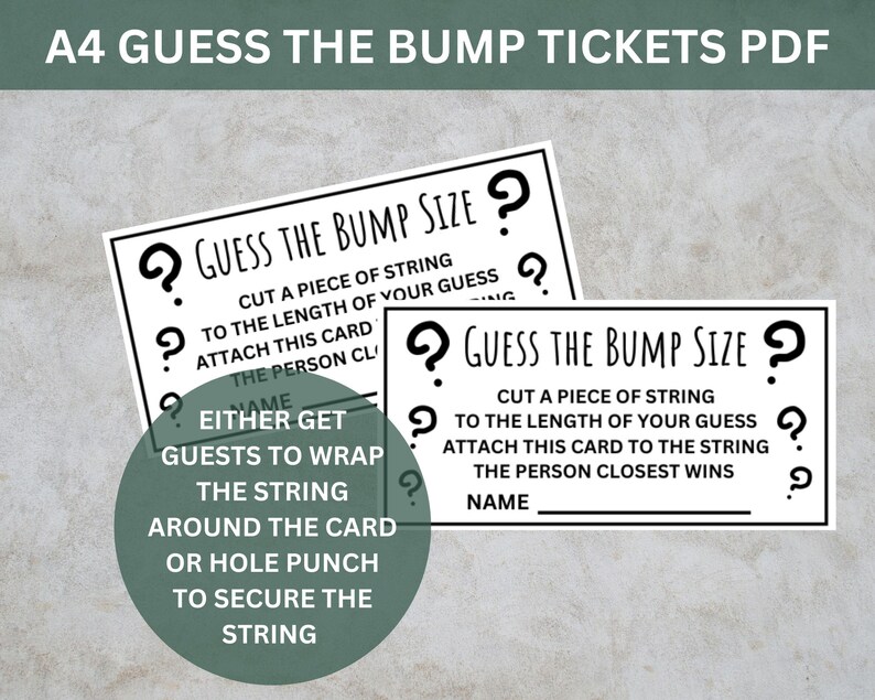 Printable Guess the Bump Size Game Cards, Baby Bump Size Game, Baby ...