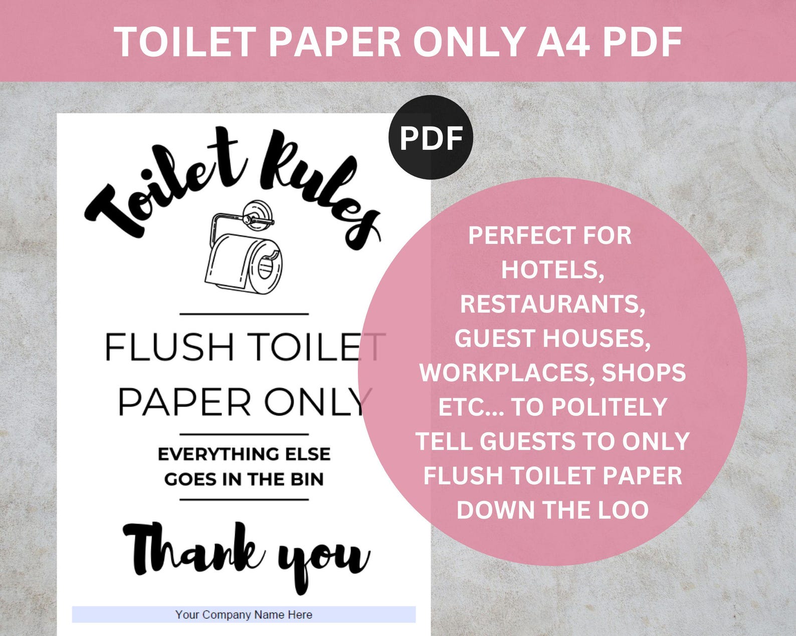 Printable Bathroom Sign for Flushing, A4 Toilet Door Notice - Toilet ...