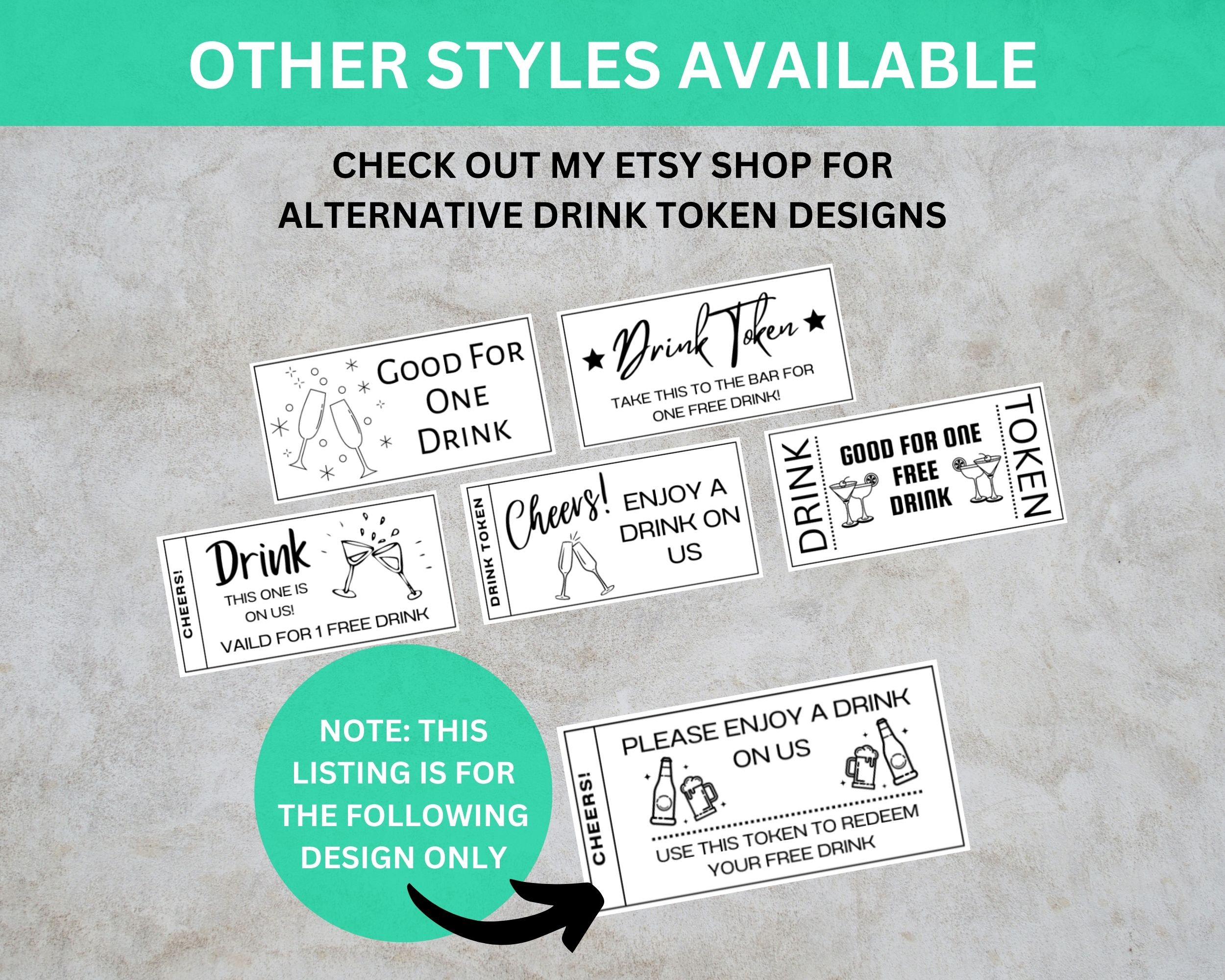 Printable Drink Token DIY Drink Voucher Free Wedding Drink - Etsy