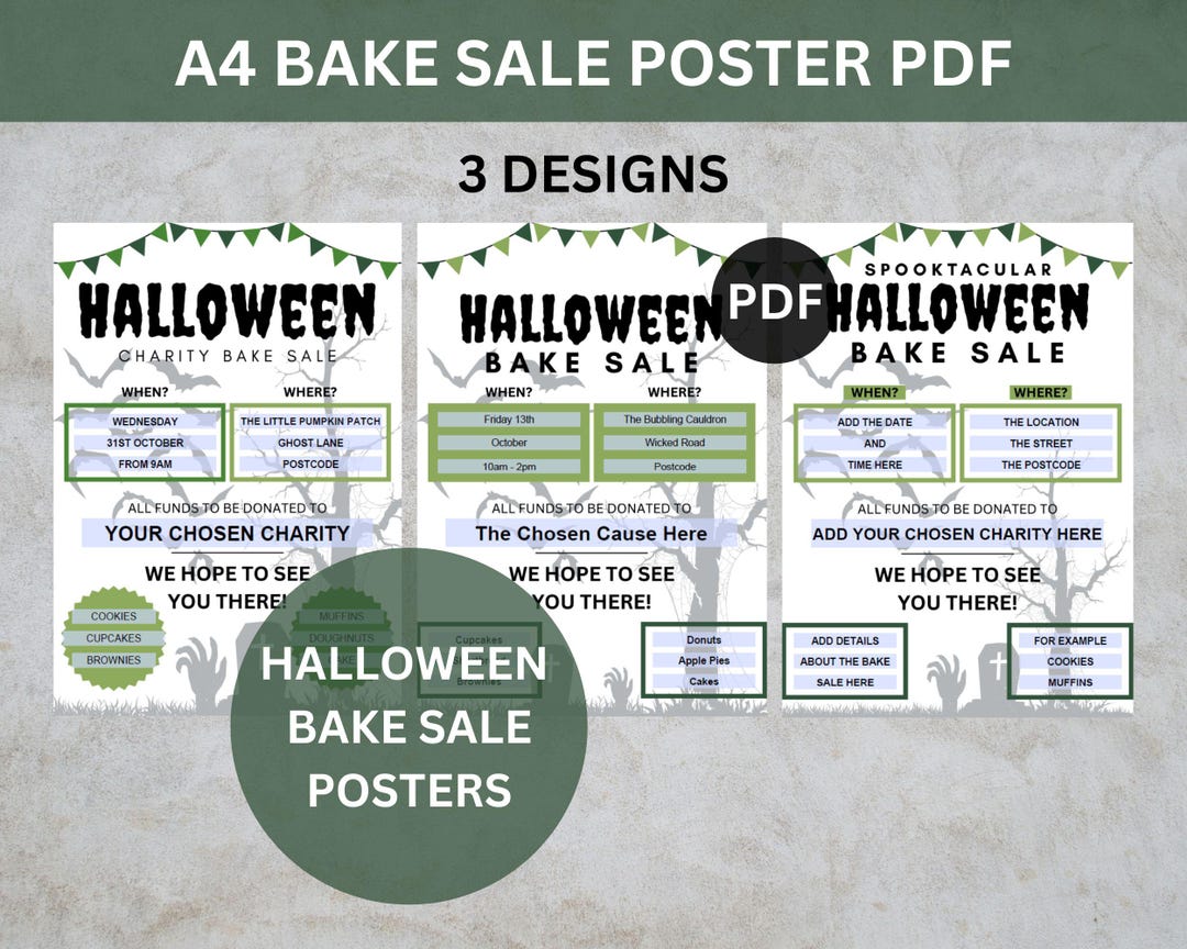 Halloween Bake Sale Flyer Printable, A4 Editable Bake Sale Poster ...
