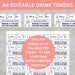 Editable Wedding Drink Tokens, Wedding Drink Tickets, Customisable ...