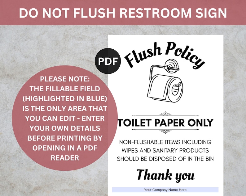 Do Not Flush Sign for Bathroom, A4 Printable Toilet Notice - PDF ...