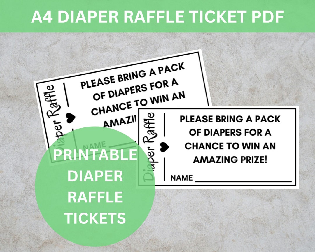Printable Baby Diaper Raffle Ticket, Baby Diaper Raffle, Baby Shower ...