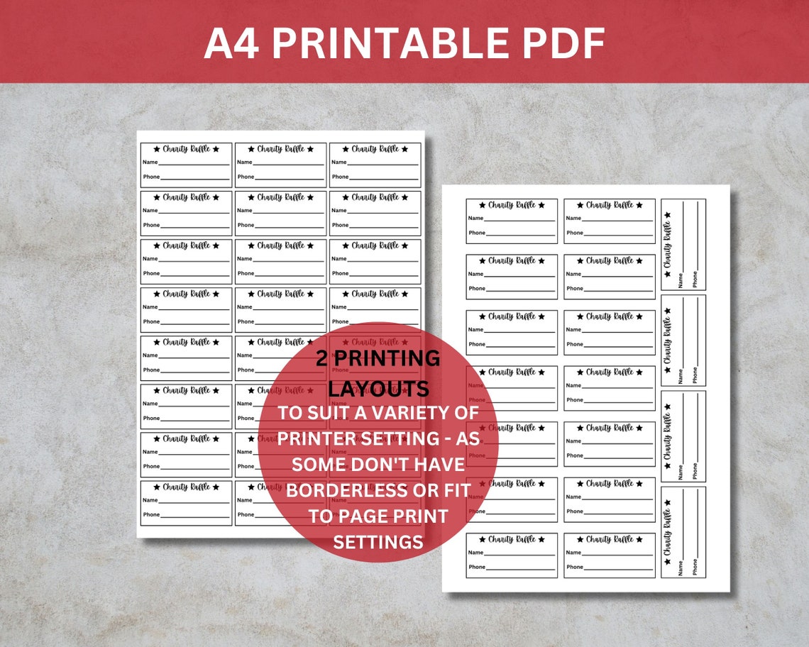 Charity Raffle Tickets, Printable Raffle Tickets, Event Raffle Tickets ...