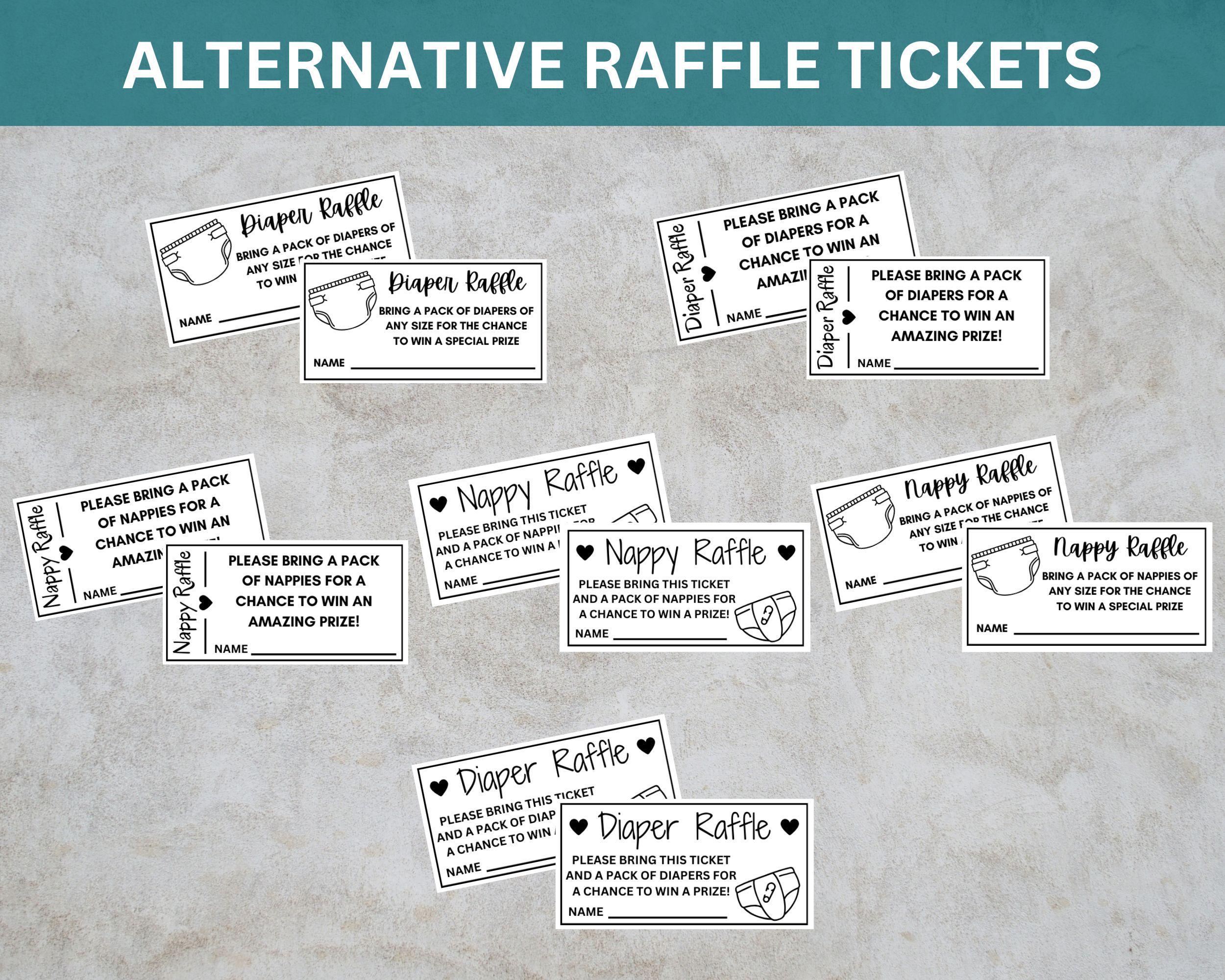 Printable Nappy and Wipe Raffle Ticket, Baby Nappy Raffle, Baby Shower ...