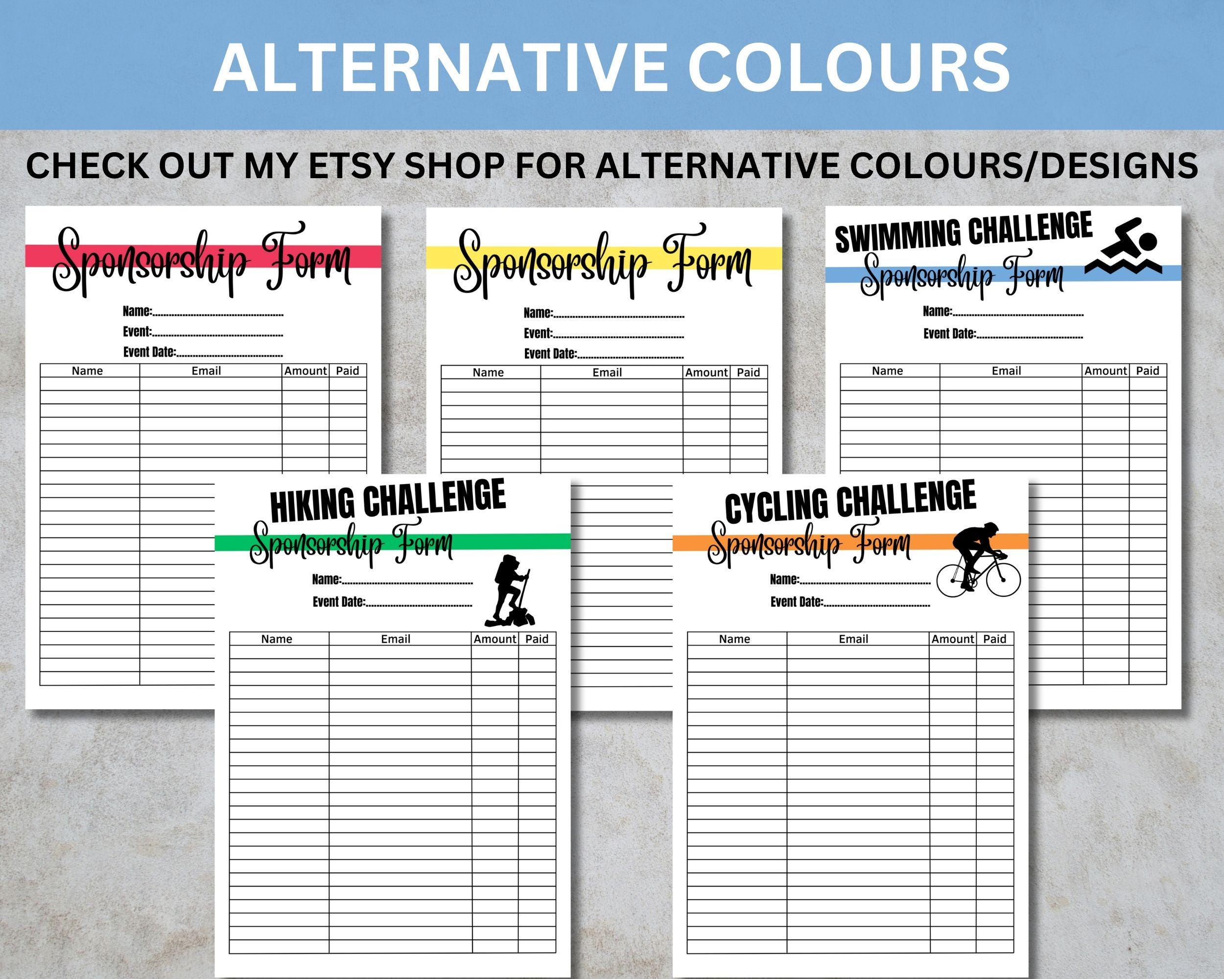 Sky Dive Printable Sponsorship Form - Printable PDF Download - Etsy