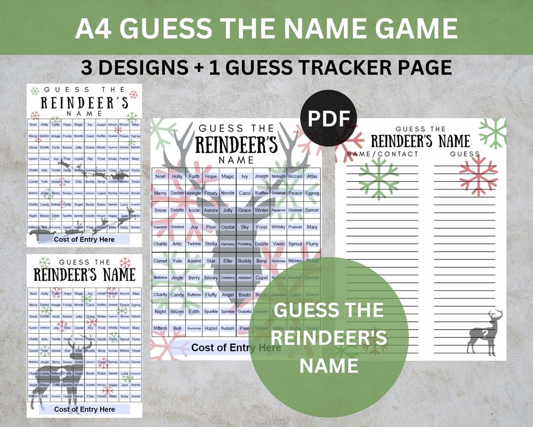 Christmas Fundraising Game, Guess the Reindeer's Name, Guess the ...