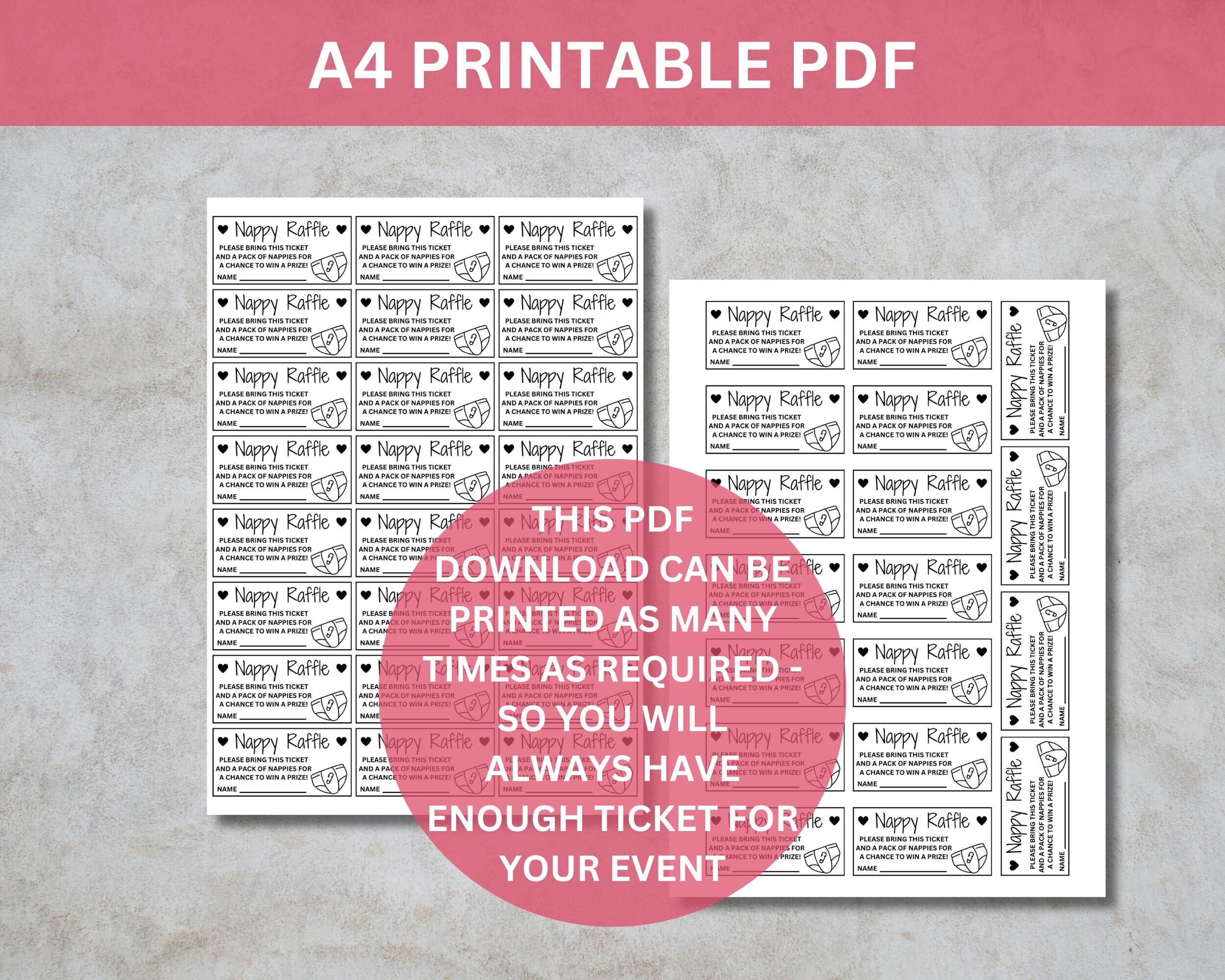 Printable Nappy Raffle Ticket, Baby Nappy Raffle, Baby Shower Raffle ...