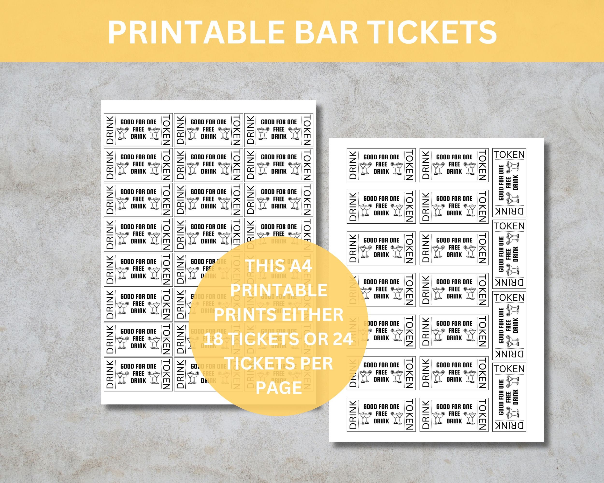 Printable Drink Tokens: Wedding & Party Event Tickets (PDF) - Etsy