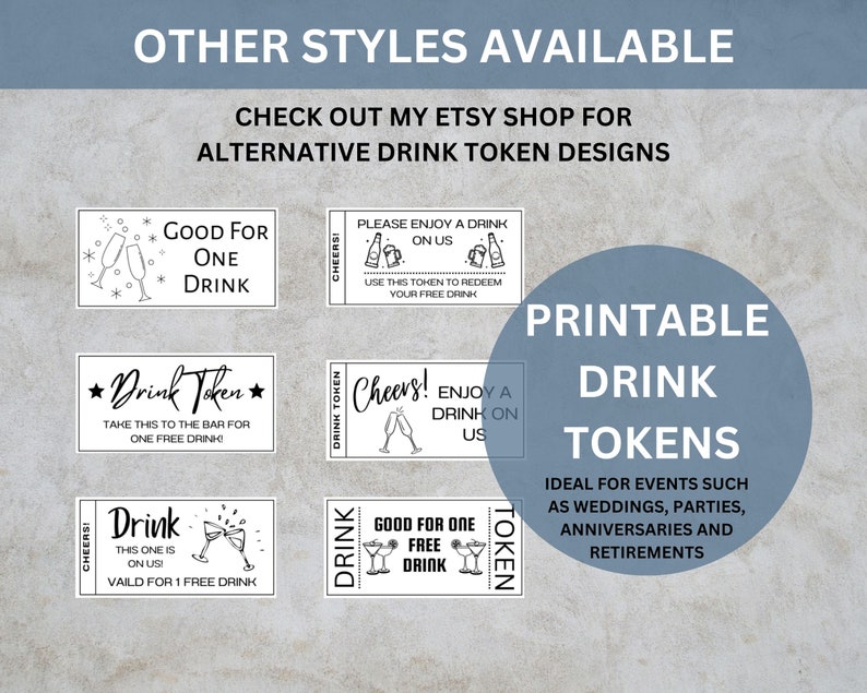 Printable Drink Tokens, New Year Drink Token, New Year Ticket, Free ...