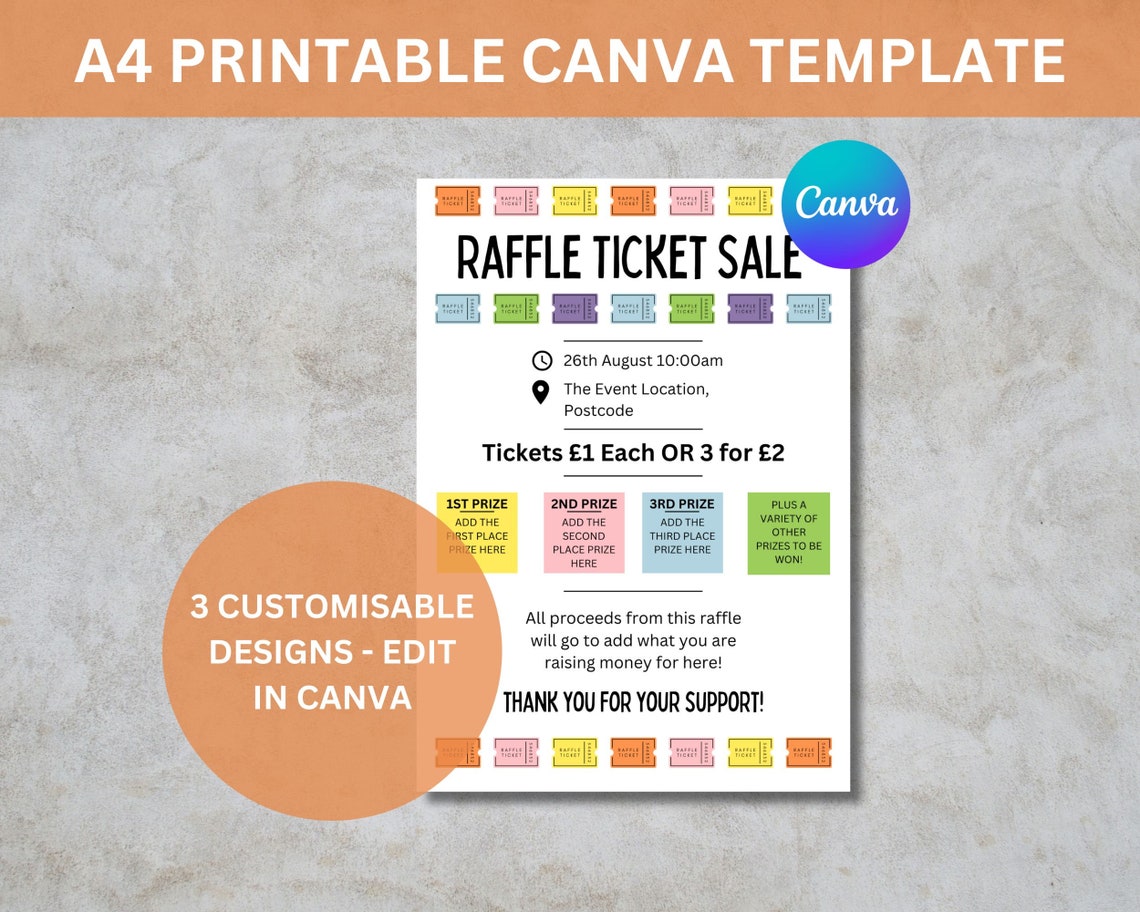 Raffle Ticket Sale Flyer, Event Raffle Flyer, Charity Raffle Poster ...