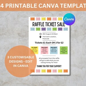 Raffle Ticket Sale Flyer, Event Raffle Flyer, Charity Raffle Poster ...