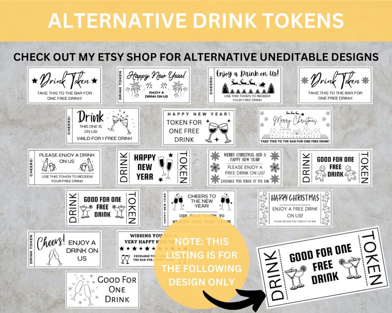 Printable Drink Tokens: Wedding & Party Event Tickets (PDF) - Etsy