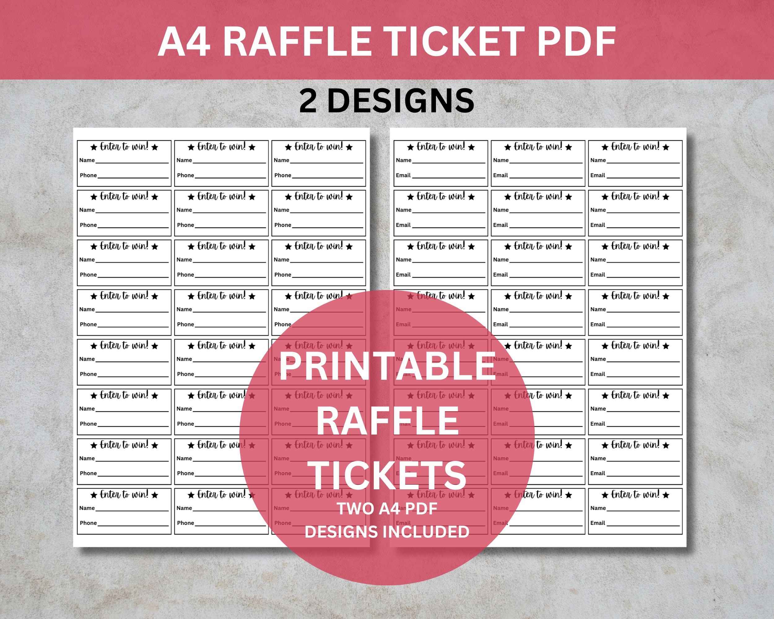 Printable Raffle Tickets, Enter to Win Ticket, Draw Ticket, Simple ...