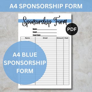 Sponsorship Form, Printable Charity Sponsorship Form, Fundraising ...