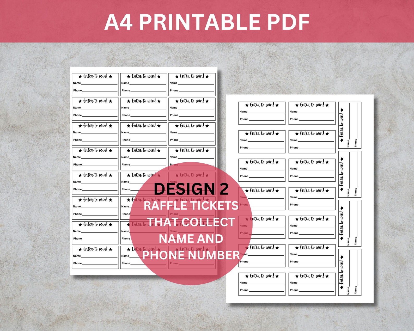 Printable Raffle Tickets, Enter to Win Ticket, Draw Ticket, Simple ...