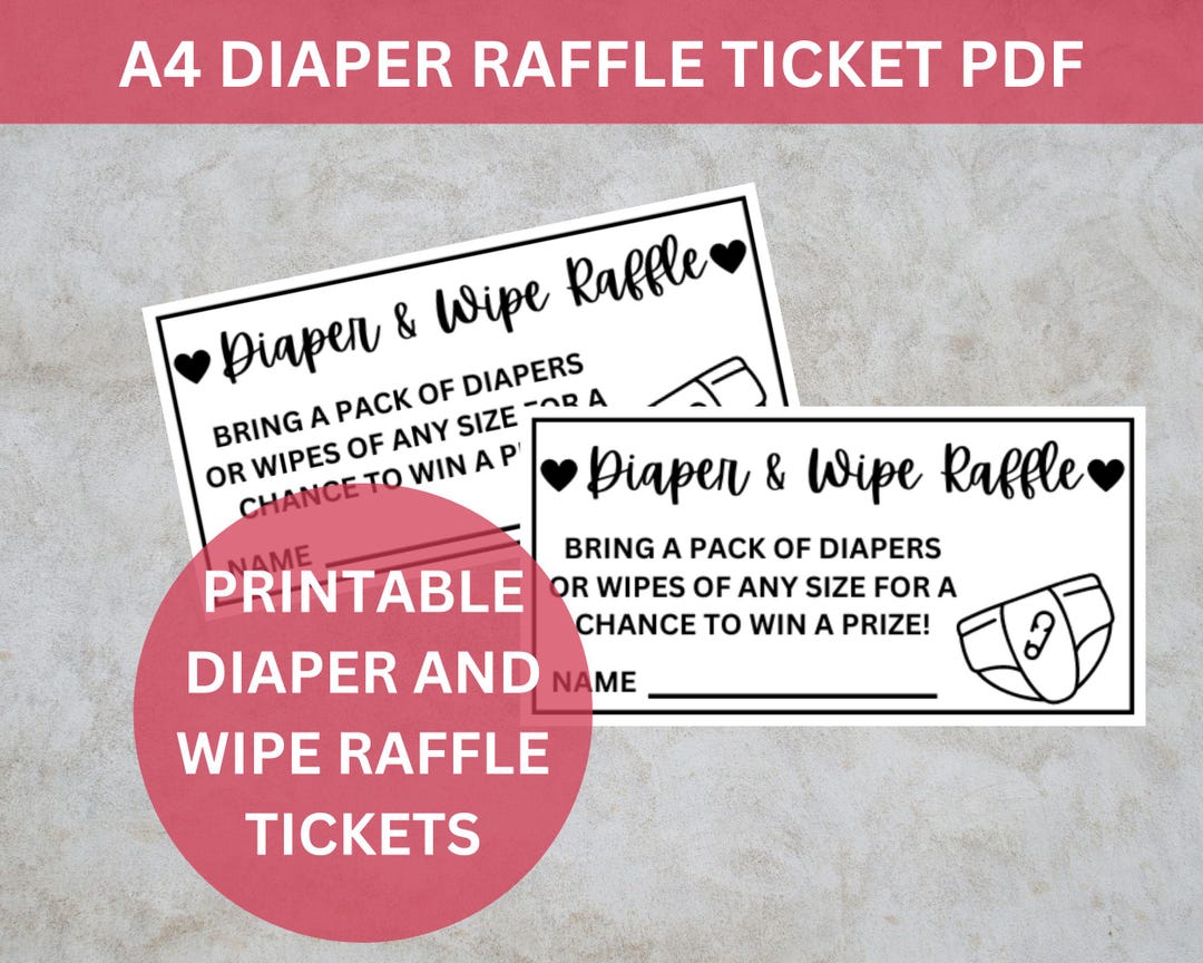 Printable Diaper and Wipe Raffle Tickets, Baby Diaper Raffle, Baby ...