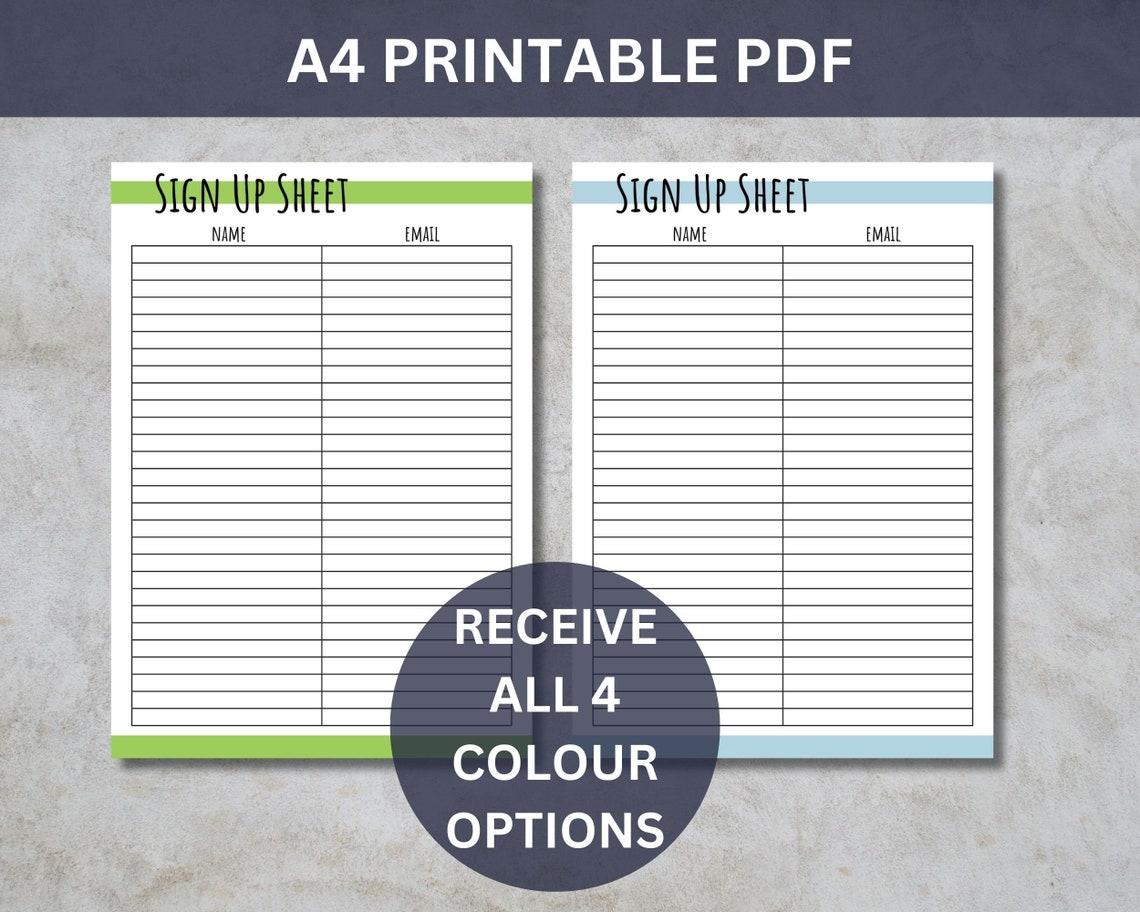 Editable Sign up Sheet Printable Event Sign up Sheet Template Sign up ...