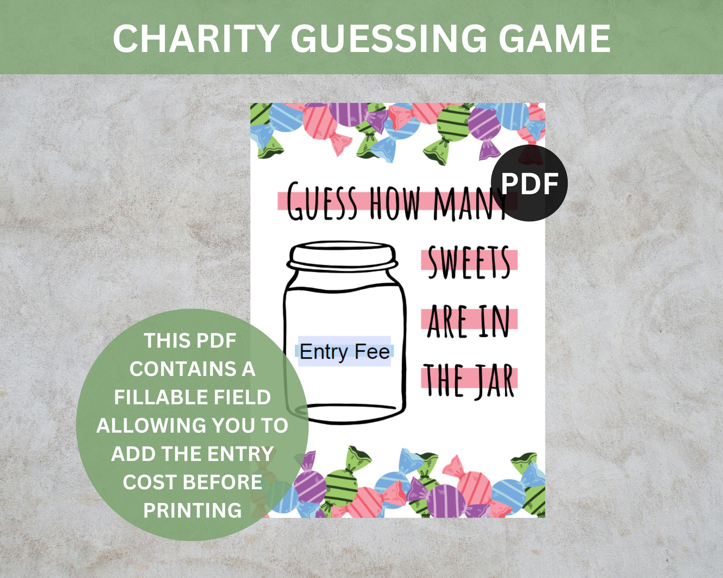 Guess How Many Sweets Game: Charity Fundraising, Baby Shower (PDF ...