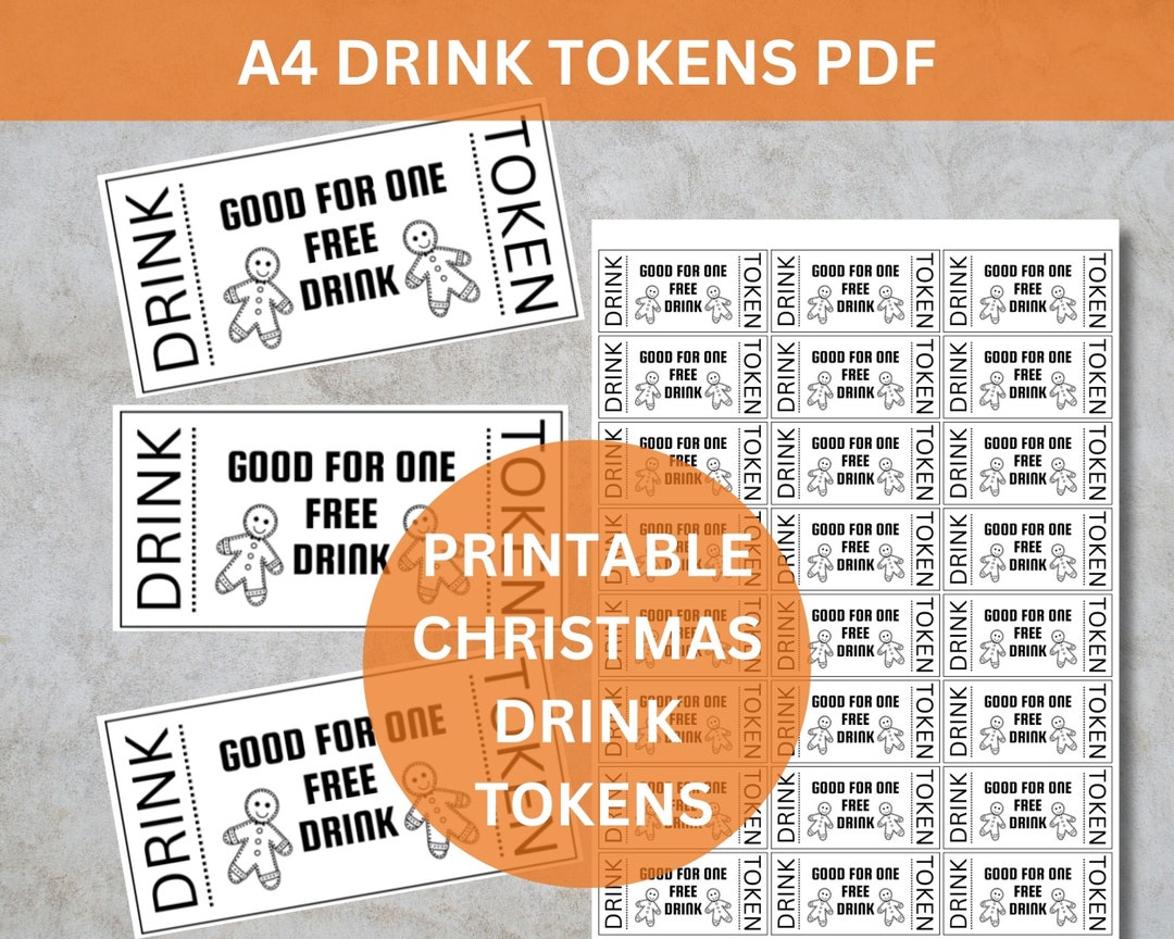 Printable Christmas Drink Tokens, Holiday Party Voucher (PDF) - Etsy
