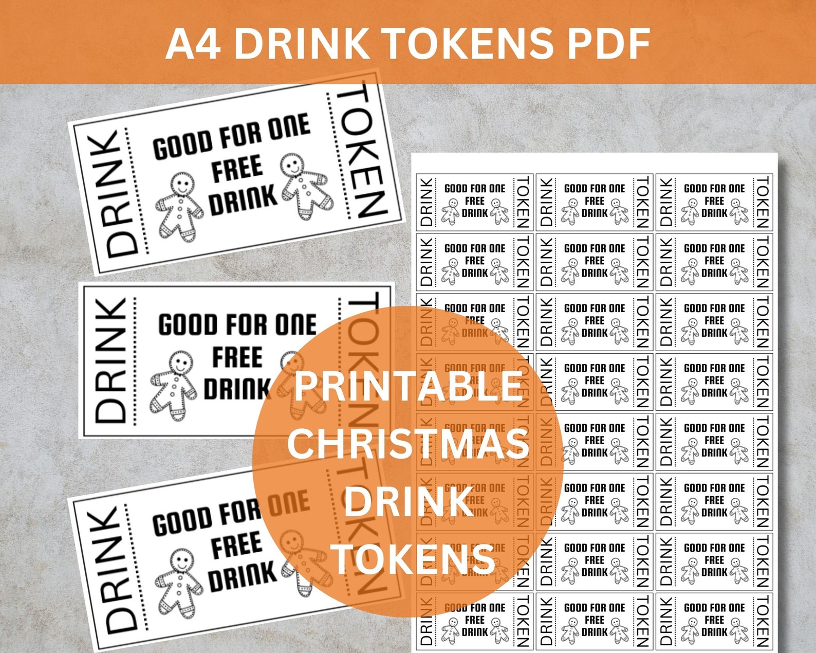 Printable Christmas Drink Tokens, Christmas Party Voucher, Christmas ...