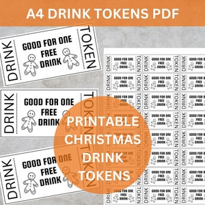 Printable Christmas Drink Tokens, Christmas Party Voucher, Christmas ...