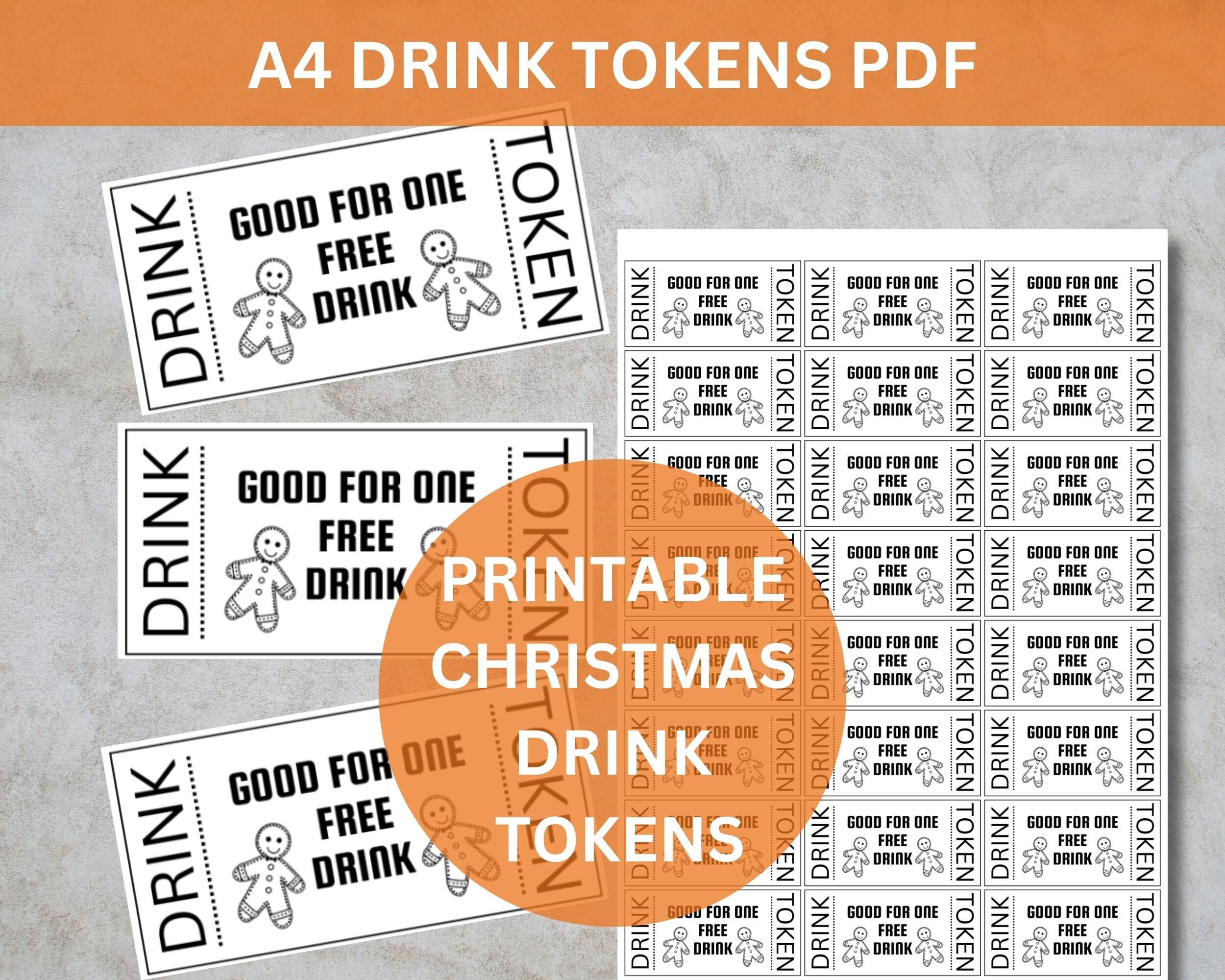 Printable Christmas Drink Tokens, Christmas Party Voucher, Christmas ...