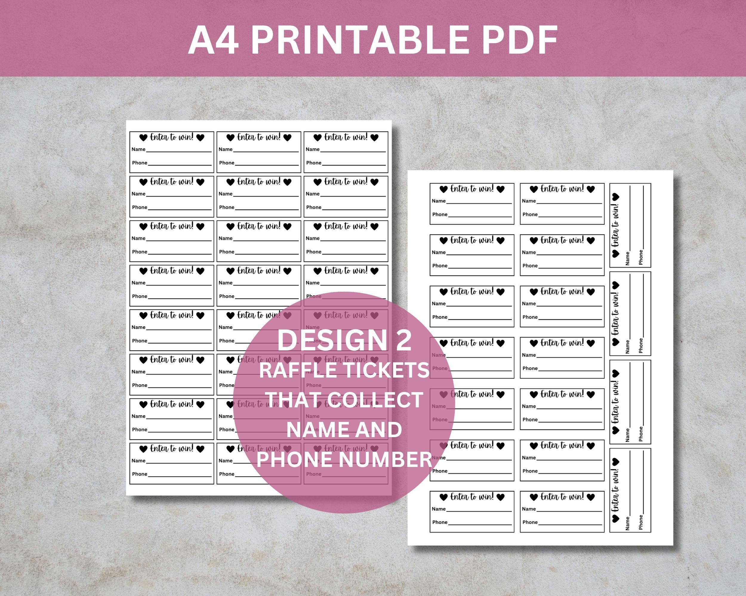 Valentine’s Day Raffle Ticket Printable - A4 PDF Sheet - Instant ...