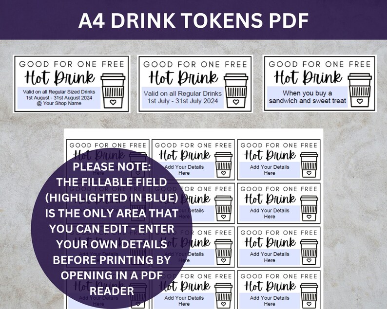 Free Coffee Card, Editable Coffee Shop Vouchers, Customisable Free Hot ...