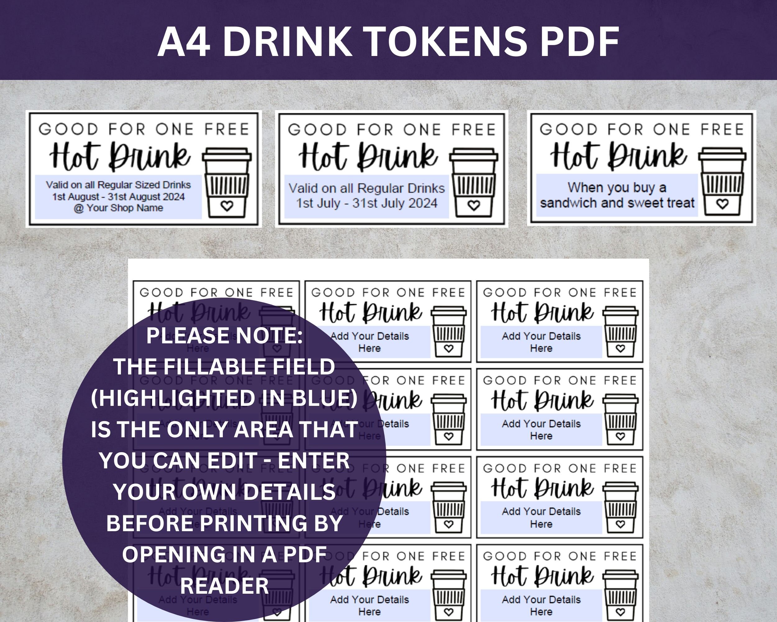 Free Coffee Card, Editable Coffee Shop Vouchers, Customisable Free Hot ...