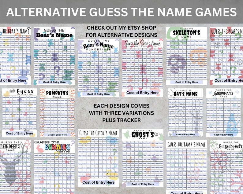 Charity Fundraising Game, Guess the Bear's Name, A4 Printable (PDF ...