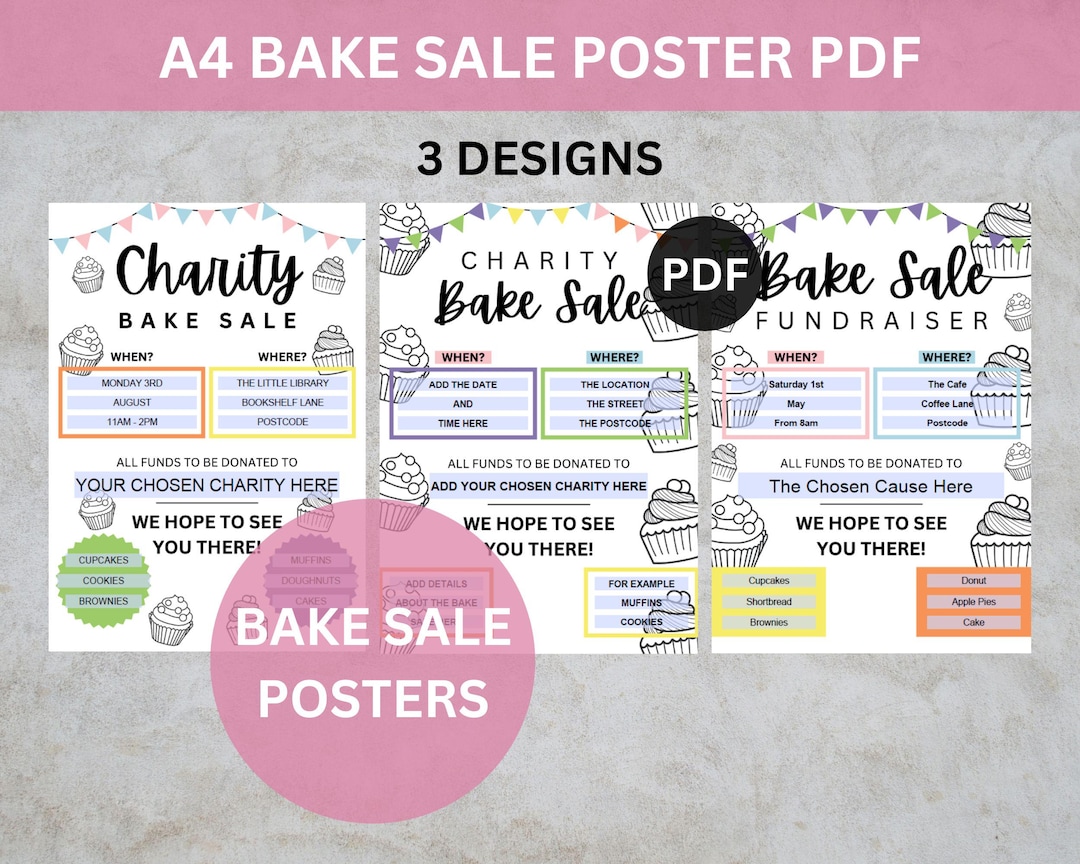 Bake Sale Poster, Editable Bake Shop Flyer, Printable Bake Sale Invite ...