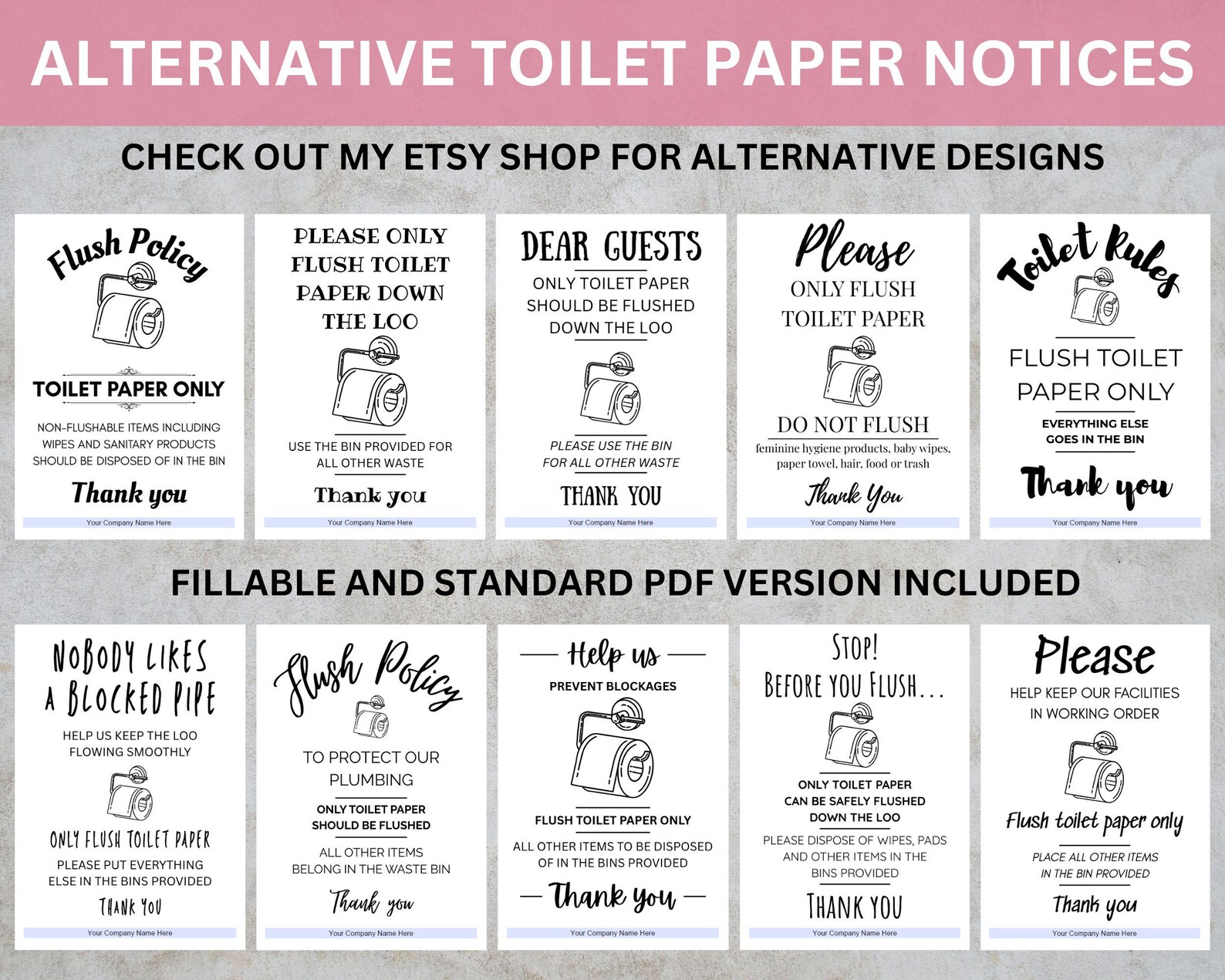Printable Bathroom Sign for Flushing, A4 Toilet Door Notice - Toilet ...