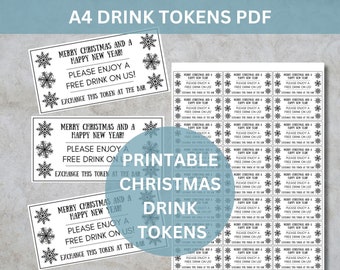 Printable Happy Holidays Drink Tokens, Christmas Party Voucher ...