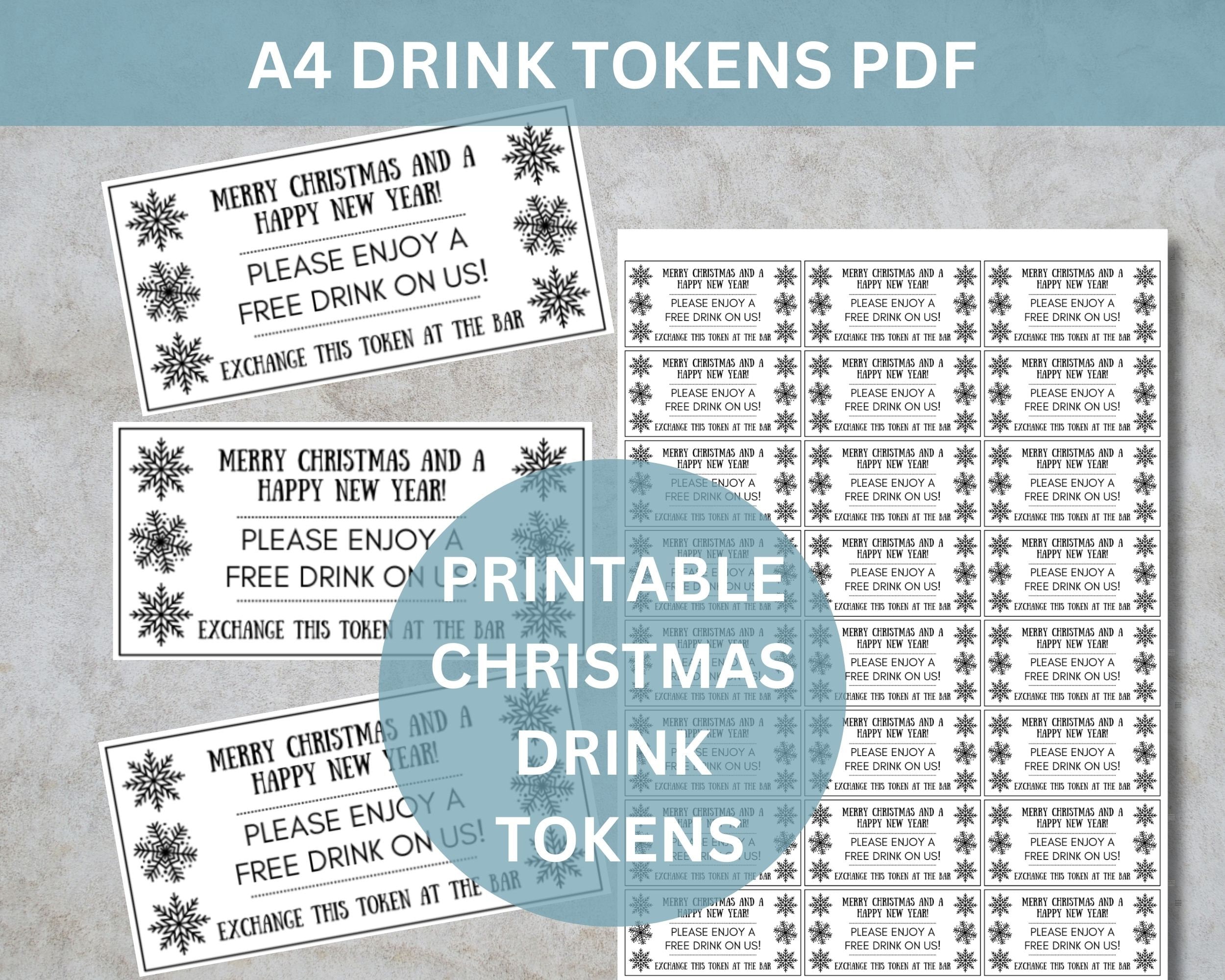 Printable Christmas Drink Tokens, Xmas Party Voucher (PDF) - Etsy