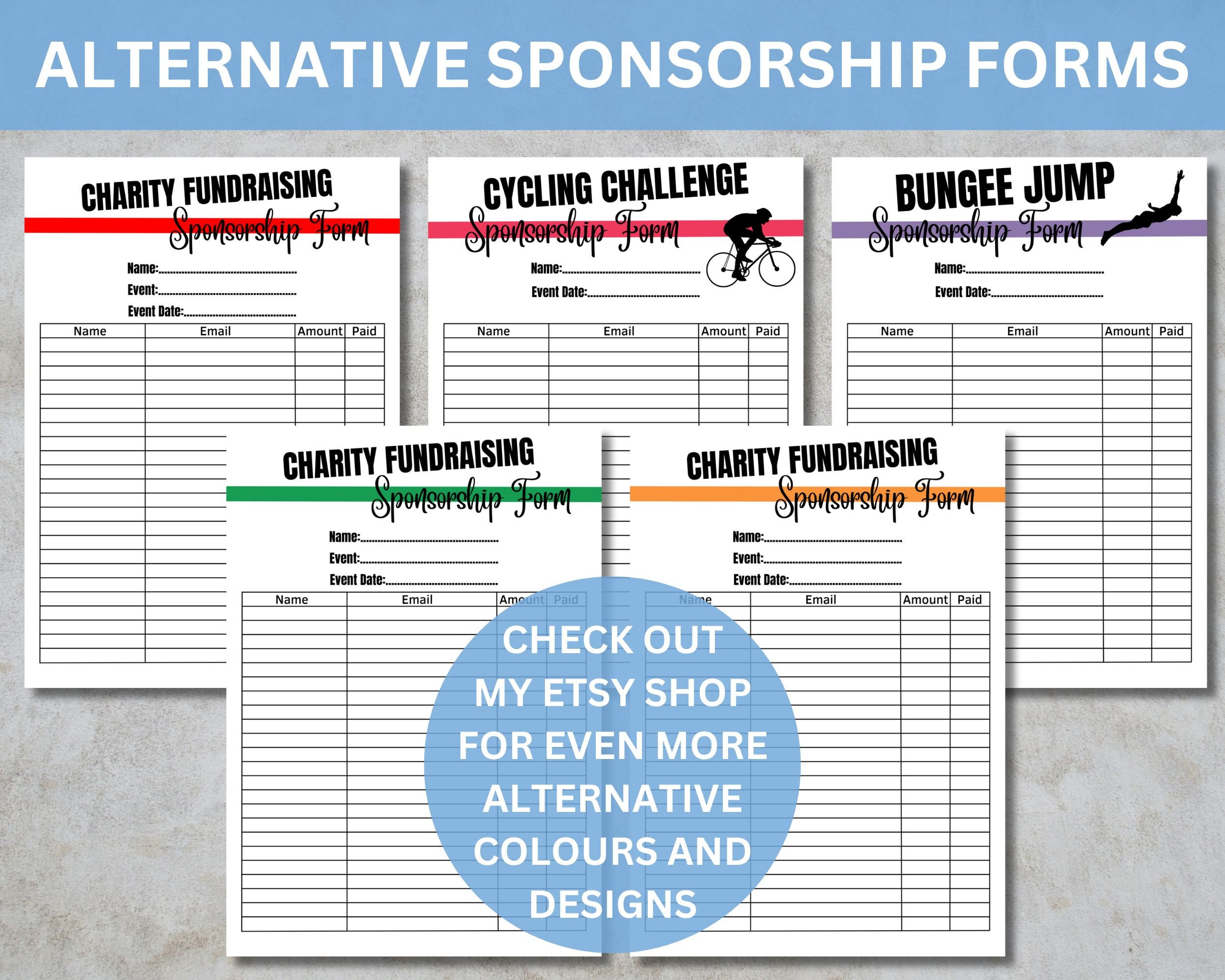 Sponsorship Form, Printable Charity Sponsorship Form, Fundraising ...