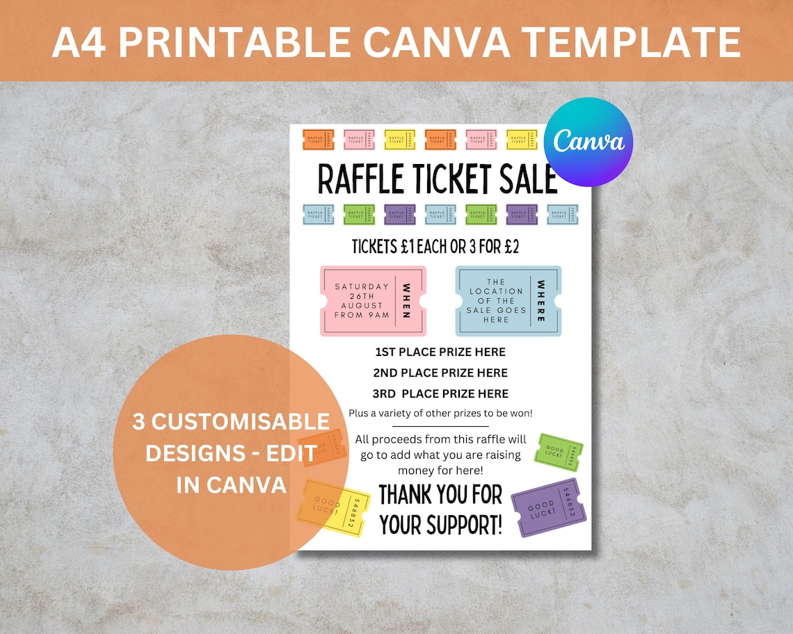 Raffle Ticket Sale Flyer, Event Raffle Flyer, Charity Raffle Poster ...