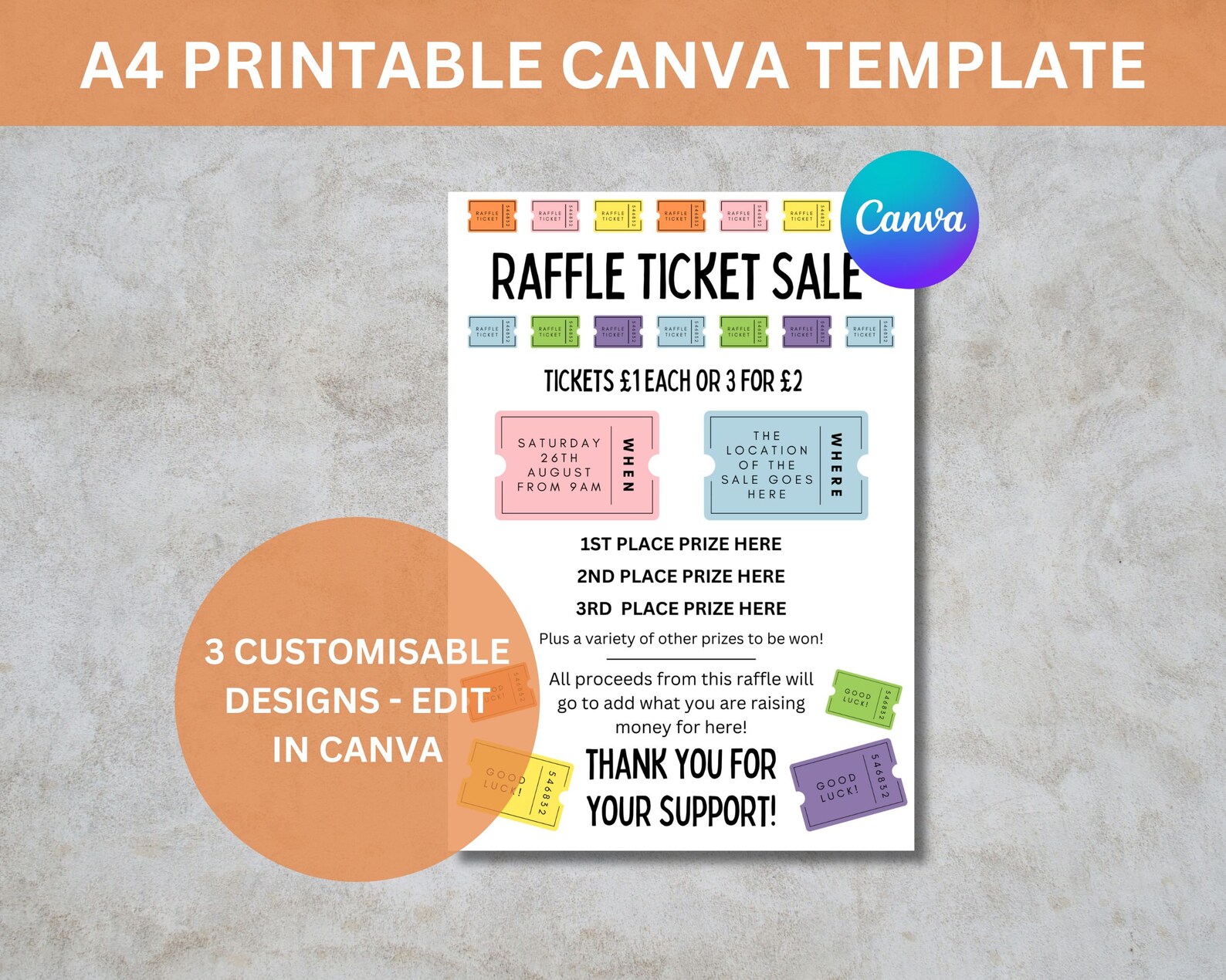 Raffle Ticket Sale Flyer, Event Raffle Flyer, Charity Raffle Poster ...