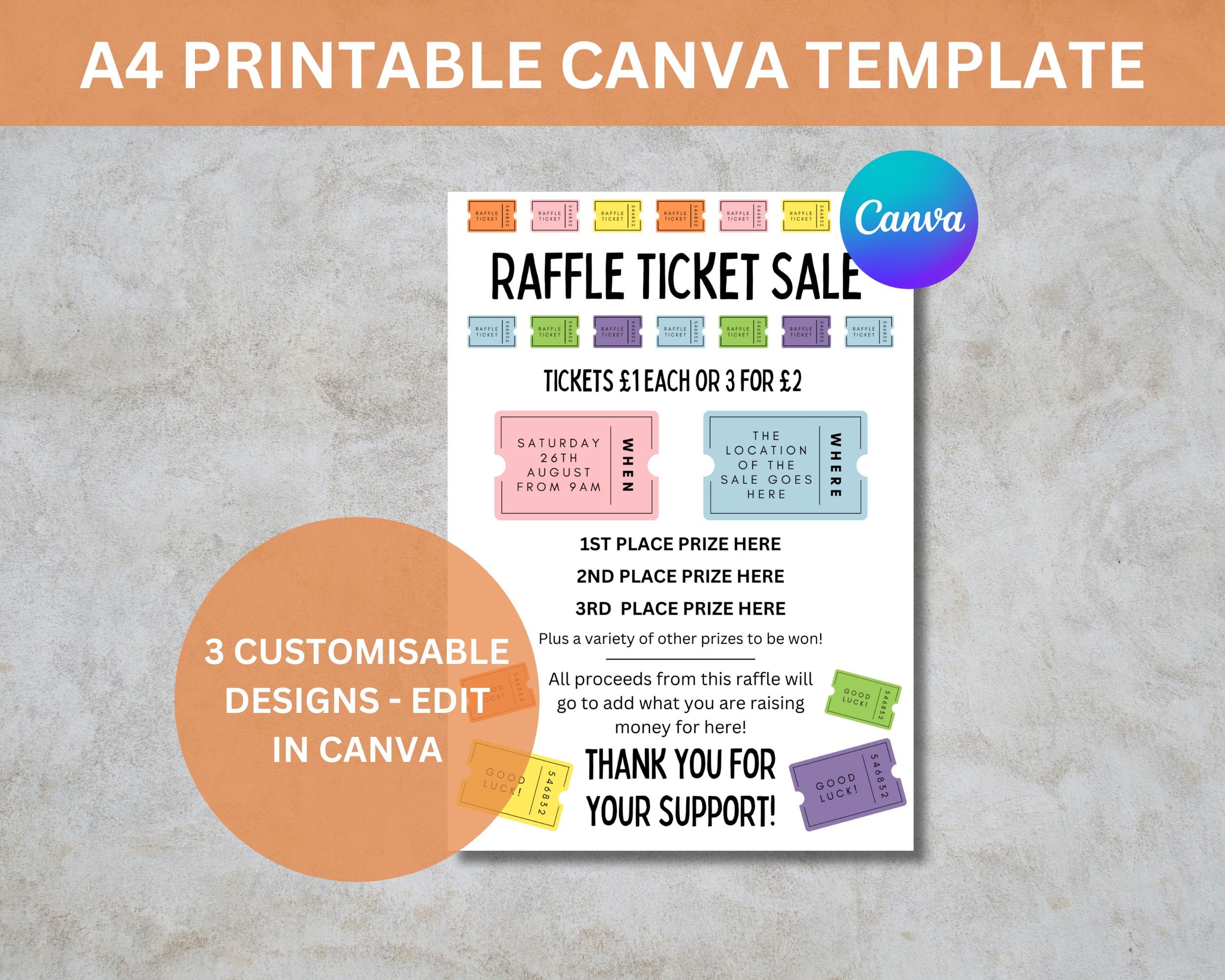 Raffle Ticket Sale Flyer, Event Raffle Flyer, Charity Raffle Poster ...