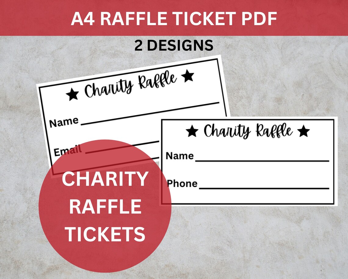 Charity Raffle Tickets, Printable Raffle Tickets, Event Raffle Tickets ...