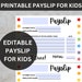 Editable Payslip for Kids, Printable Kids Paycheck, Chore Chart for Kid ...