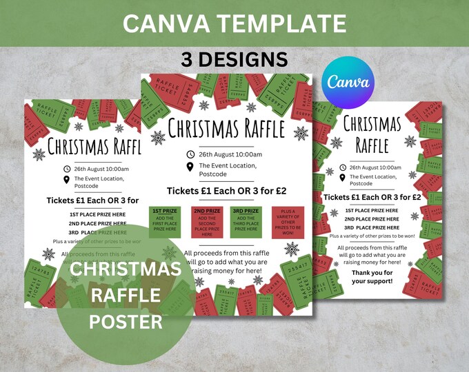 Raffle Flyer Template | Pink, Glitter, and Gold | Edit in Canva - Etsy ...