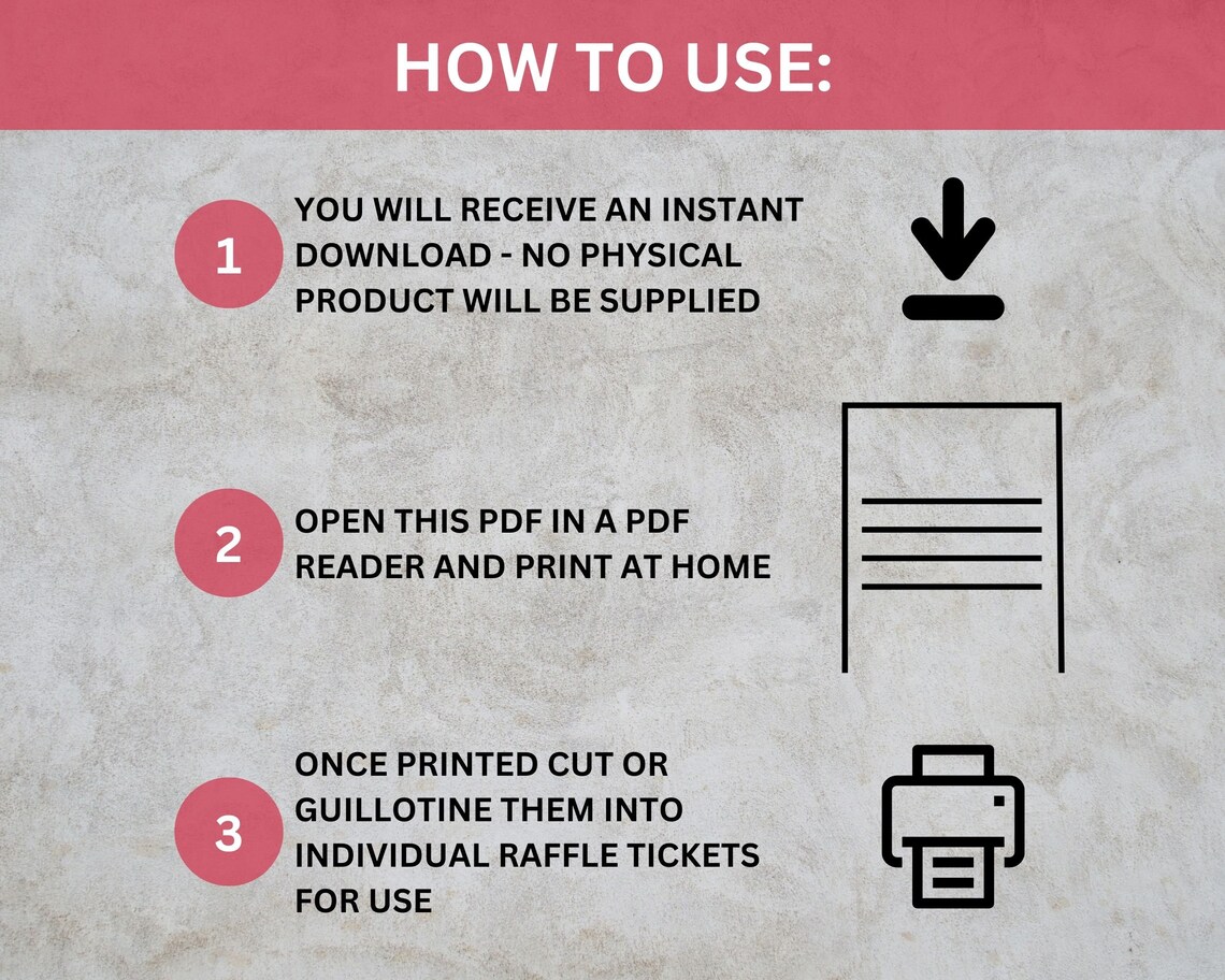 Printable Raffle Tickets, Enter to Win Ticket, Draw Ticket, Simple ...
