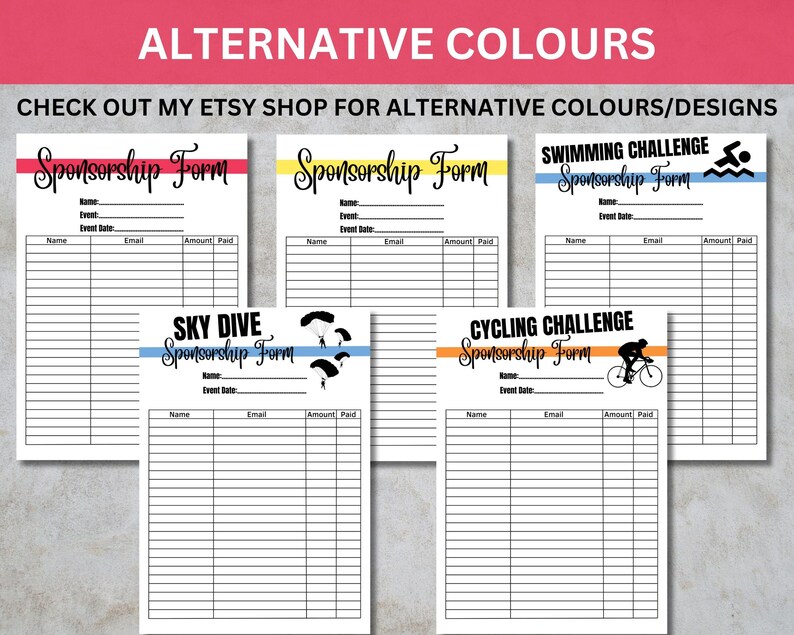 Hiking Challenge Printable Sponsorship Form, A4 Sponsorship Form ...