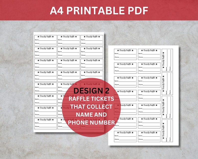 Charity Raffle Tickets, Printable Raffle Tickets, Event Raffle Tickets ...