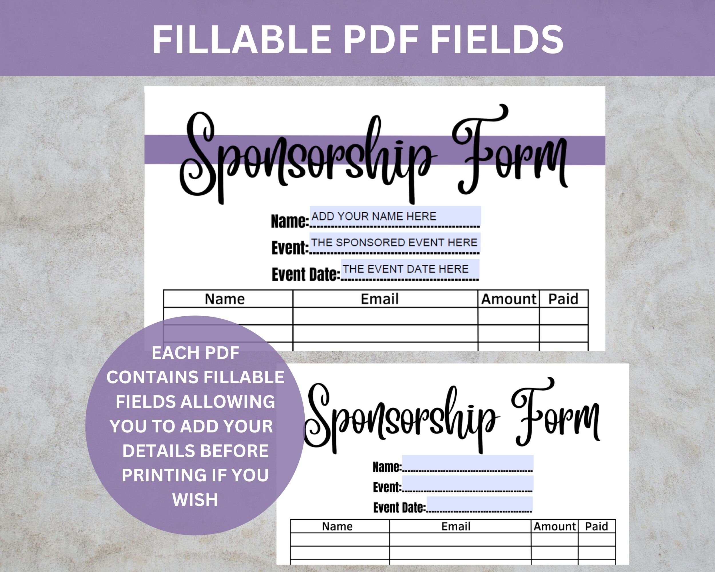 Charity Sponsorship Form, Printable Sponsorship Form, Fundraising ...