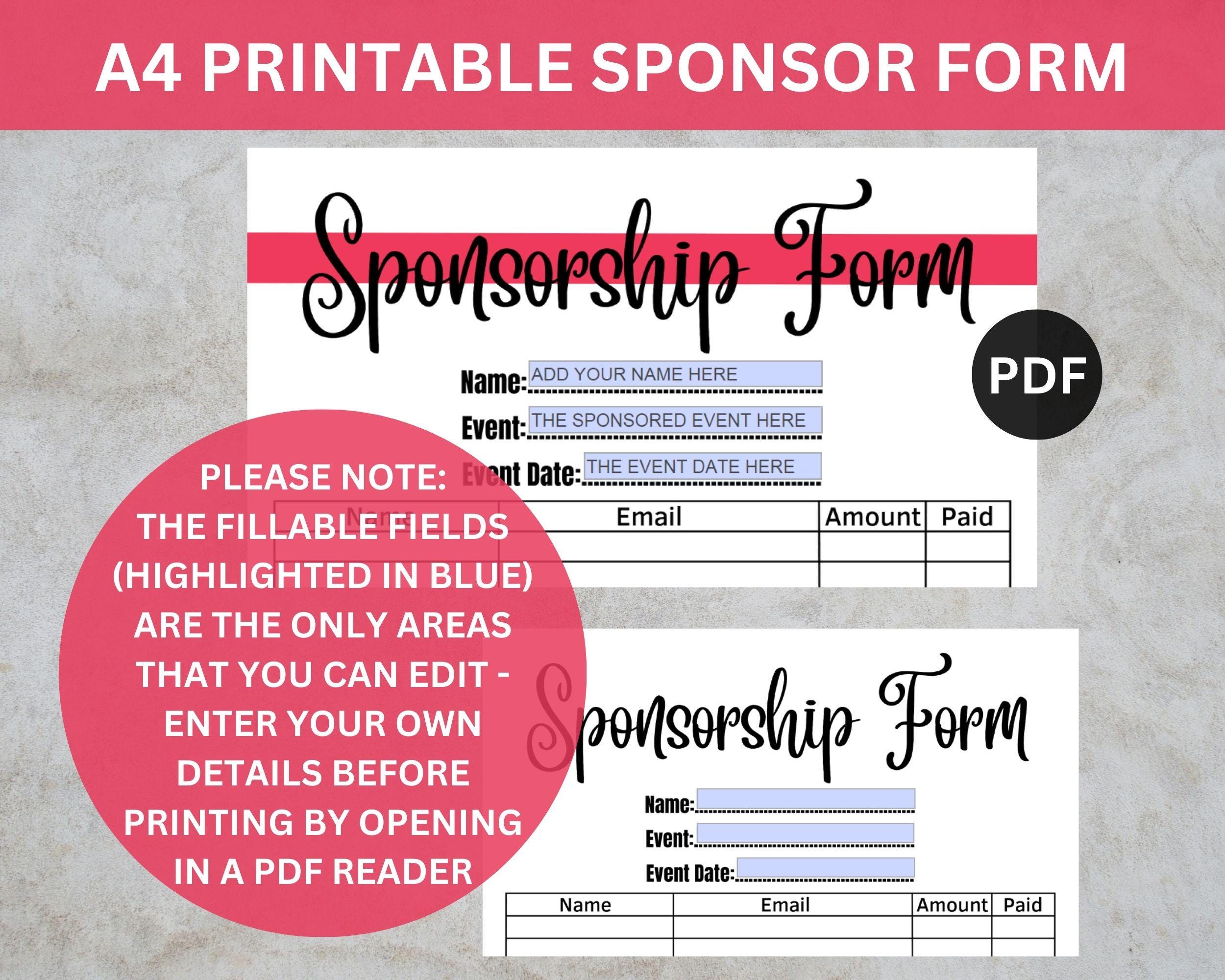 Photography Sponsorship Form